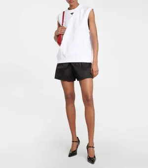 Prada Logo Cotton Jersey Top