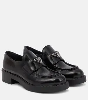 Prada Platform Leather Loafers - Black