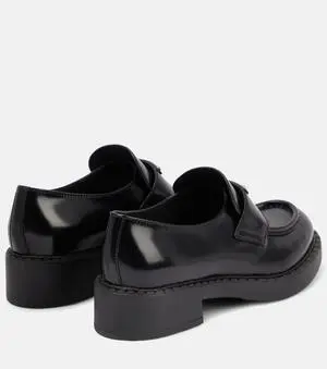Prada Platform Leather Loafers - Black