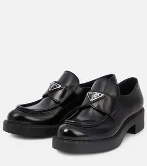 Prada Platform Leather Loafers - Black