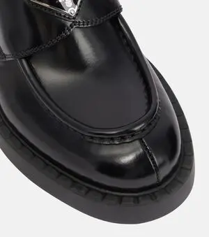 Prada Platform Leather Loafers - Black