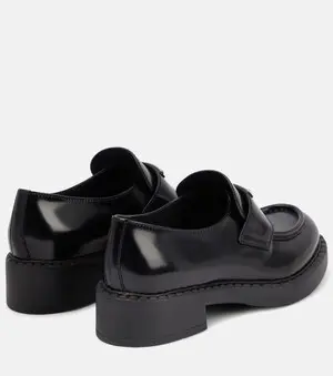 Prada Platform Leather Loafers - Black