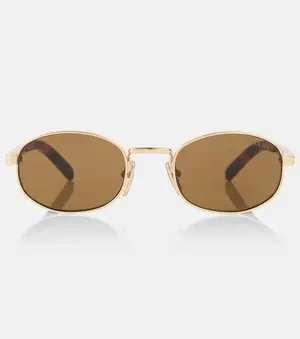 Prada Iconic Plaque Round Sunglasses - Brown