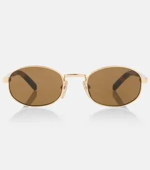 Prada Iconic Plaque Round Sunglasses - Brown