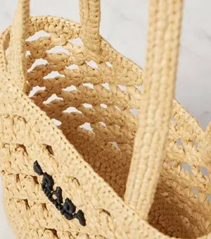 Prada Raffia-effect Crochet Mini Tote Bag - Beige