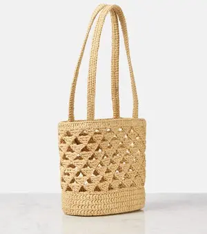 Prada Raffia-effect Crochet Mini Tote Bag - Beige