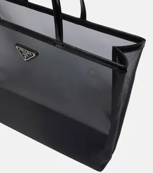 Prada Large Leather-trimmed Mesh Tote