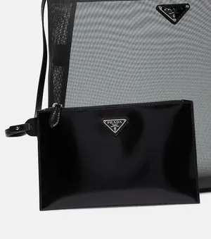 Prada Large Leather-trimmed Mesh Tote