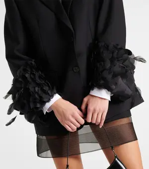 Prada Feather-trimmed Wool Blazer
