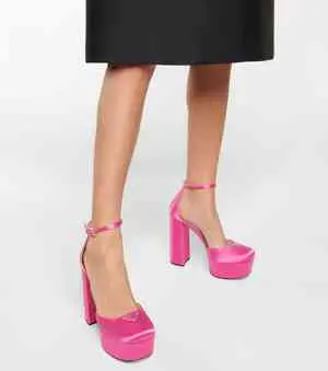 Prada Satin Platform Pumps - Pink