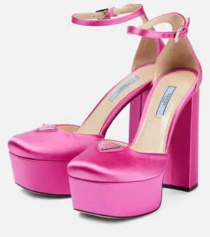 Prada Satin Platform Pumps - Pink