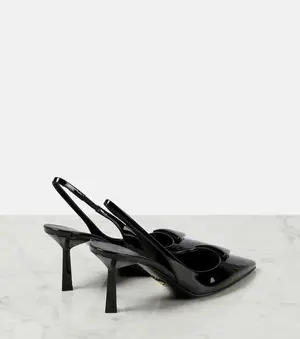 Prada Logo Patent Leather Slingback Pumps