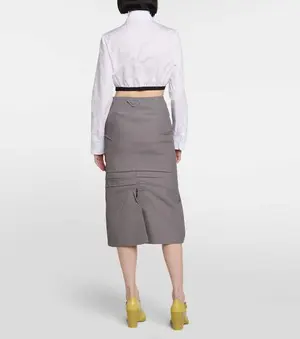 Prada High-rise Wool-blend Midi Skirt