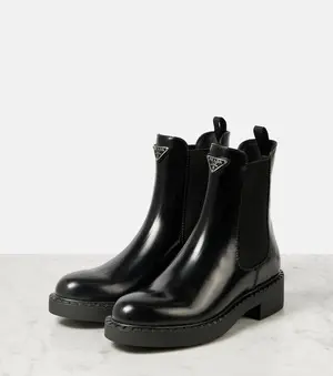 Prada Leather Chelsea Boots - Black