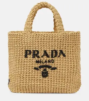 Prada Logo Raffia Shopper