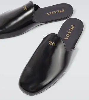 Prada Brushed Leather Mules