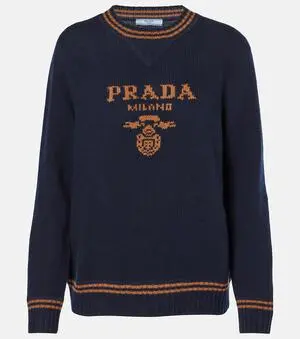 Prada Logo Wool And Cashmere Sweater