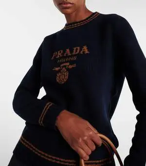 Prada Logo Wool And Cashmere Sweater