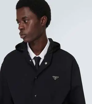 Prada Hooded Logo Bomber Jacket