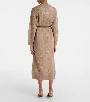 Brunello Cucinelli Belted Knitted Midi Dress