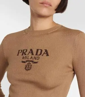 Prada Logo Silk Top