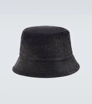 Prada Logo Plaque Denim Bucket Hat