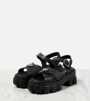 Prada Monolith Platform Sandals - Black
