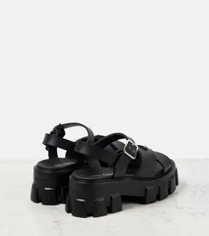Prada Monolith Platform Sandals - Black