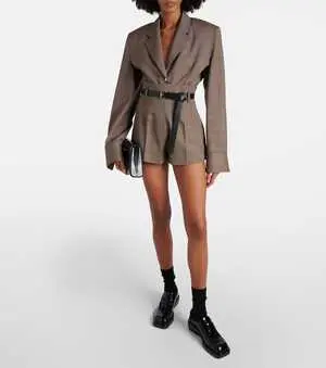 Prada Pinstripe High-rise Wool Shorts - Brown