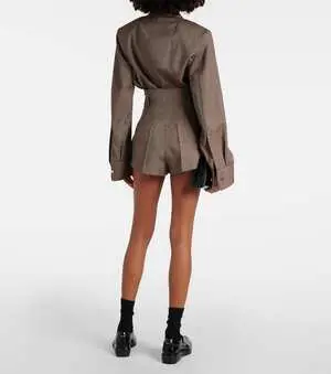 Prada Pinstripe High-rise Wool Shorts - Brown