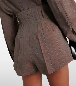 Prada Pinstripe High-rise Wool Shorts - Brown