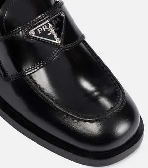 Prada Logo Leather Loafers