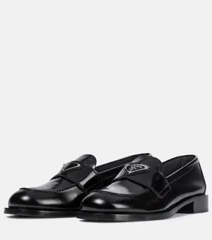 Prada Logo Leather Loafers