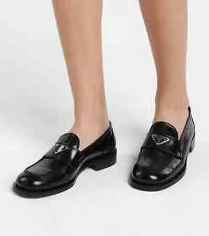 Prada Logo Leather Loafers