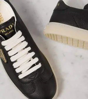 Prada Logo Leather Sneakers