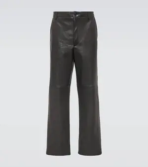 Prada Leather Straight-leg Trousers