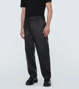 Prada Leather Straight-leg Trousers