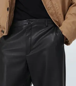 Prada Leather Straight-leg Trousers