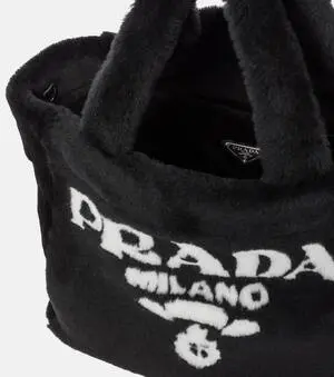 Prada Medium Shearling Tote - Black