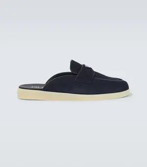 Prada Logo Suede Slippers