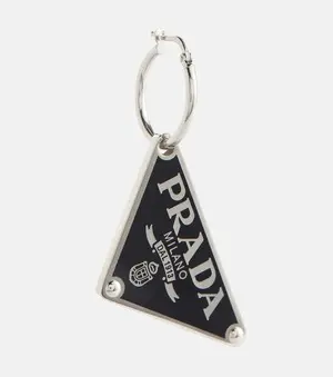 Prada Logo Hoop Earring - Black