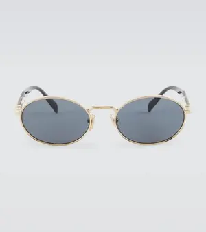 Prada Logo Oval Sunglasses - Gold