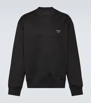 Prada Logo Cotton-blend Sweatshirt - Black