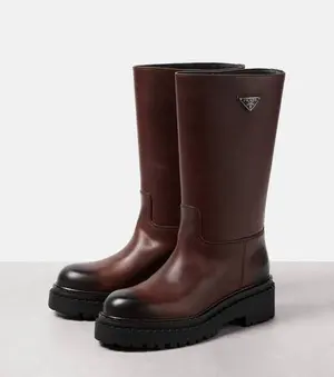 Prada Logo Leather Boots