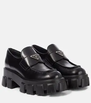 Prada Monolith Brushed Leather Loafers