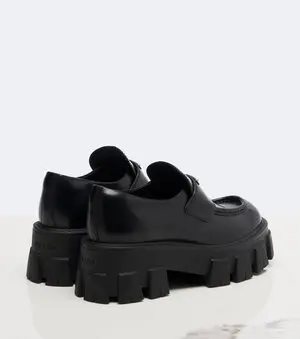 Prada Monolith Brushed Leather Loafers
