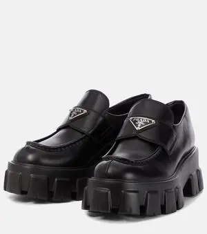 Prada Monolith Brushed Leather Loafers