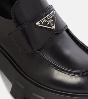 Prada Monolith Brushed Leather Loafers