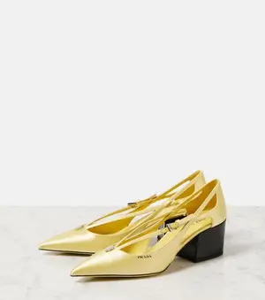 Prada Embellished Cutout Satin Pumps