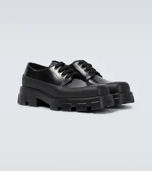 Prada Paneled Leather Derby Shoes